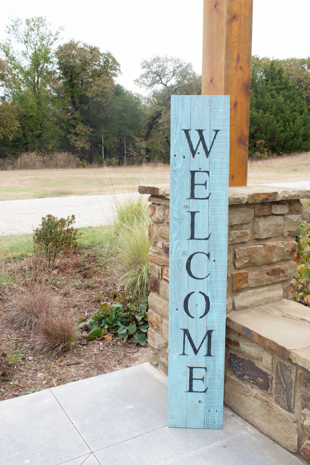 5' Rustic Light Aqua Blue Front Porch Welcome Sign - Edgewater Pools ...