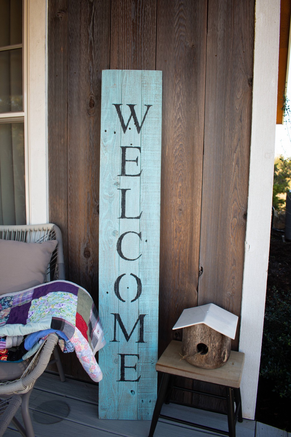 5' Rustic Light Aqua Blue Front Porch Welcome Sign - Edgewater Pools ...