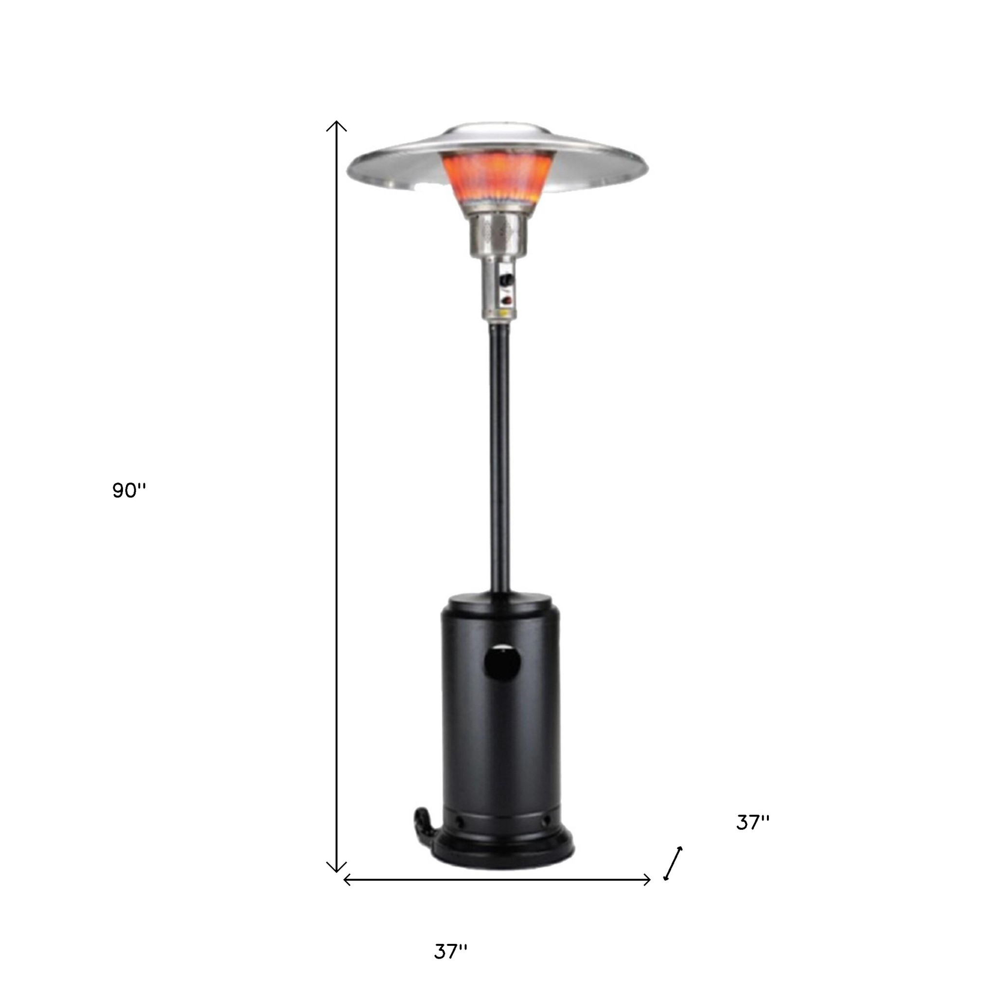 40000 BTU Black Steel Propane Cylindrical Pole Standing Patio Heater ...